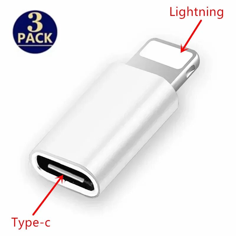 Адаптер Lightning на USB-C, 3 шт, Цвет: C