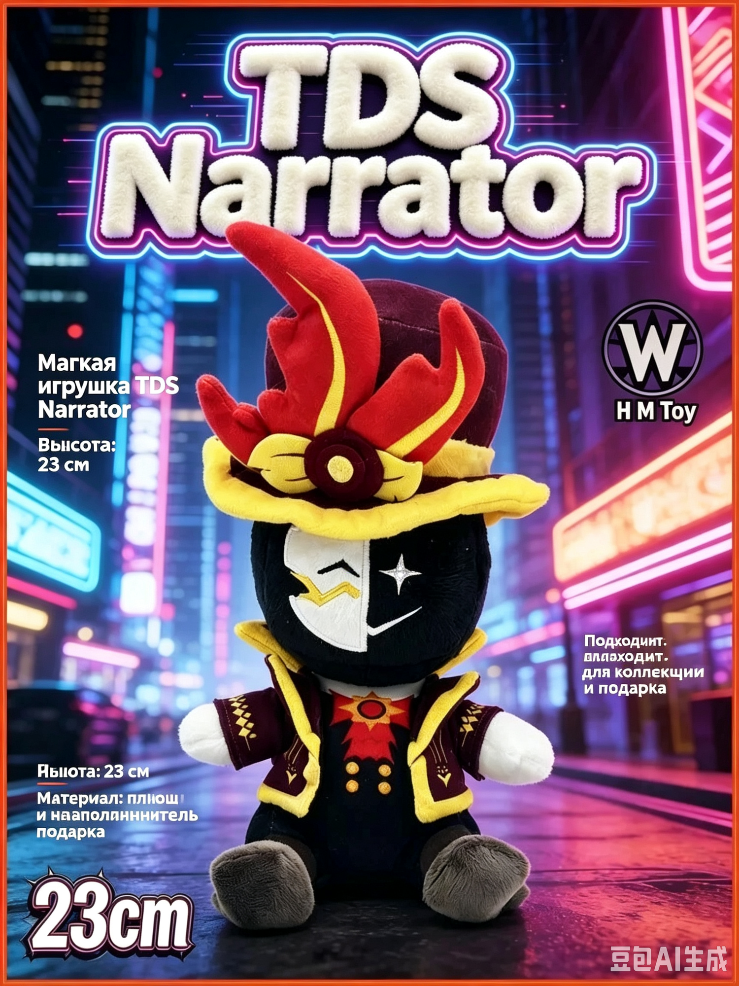 Плюшевая игрушка "TDS Narrator" Roblox Tower Defense, 23см, мягкая, безопасная