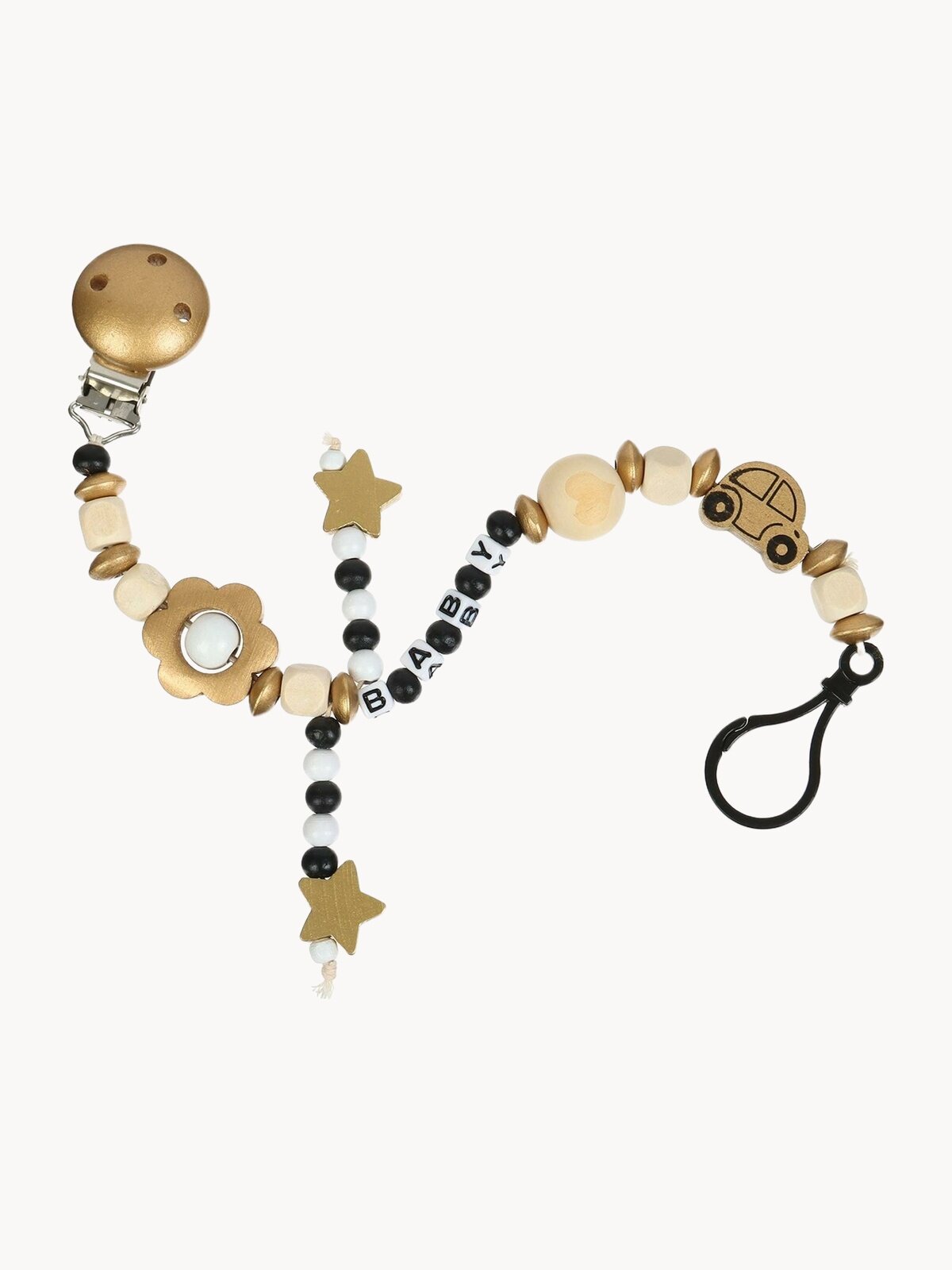 Держатель для пустышки Mum&Baby "Звездочки", деревянный, цвет золотой