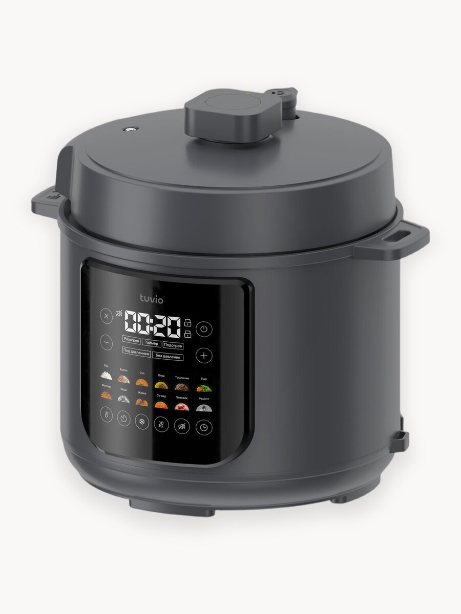 Мультиварка-скороварка 6л для приготовления под давлением с 12 автоматическими программами Tuvio TMPC03D6, серая