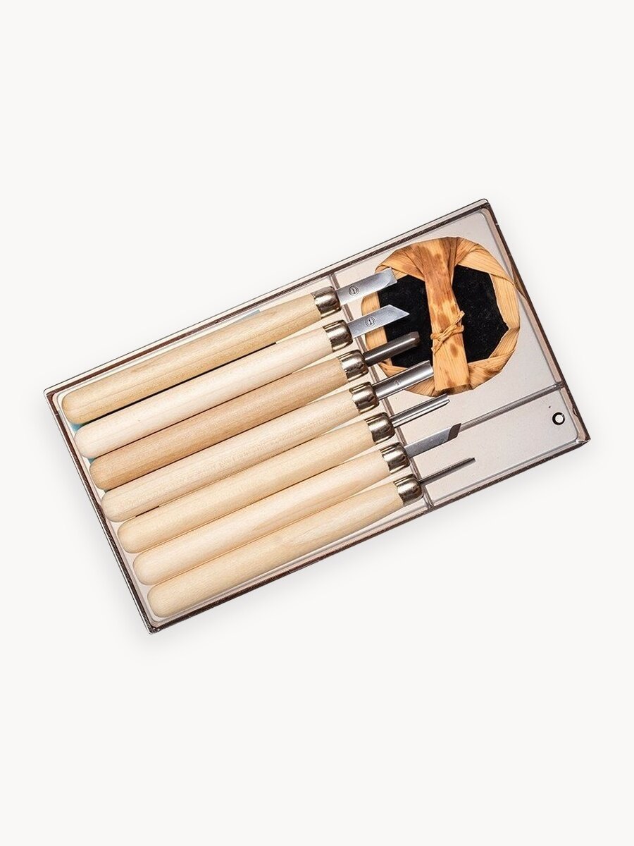 Набор для резьбы по дереву Yoshiharu R-7, 7 предметов, высокоуглеродистая сталь, пластиковый кейс