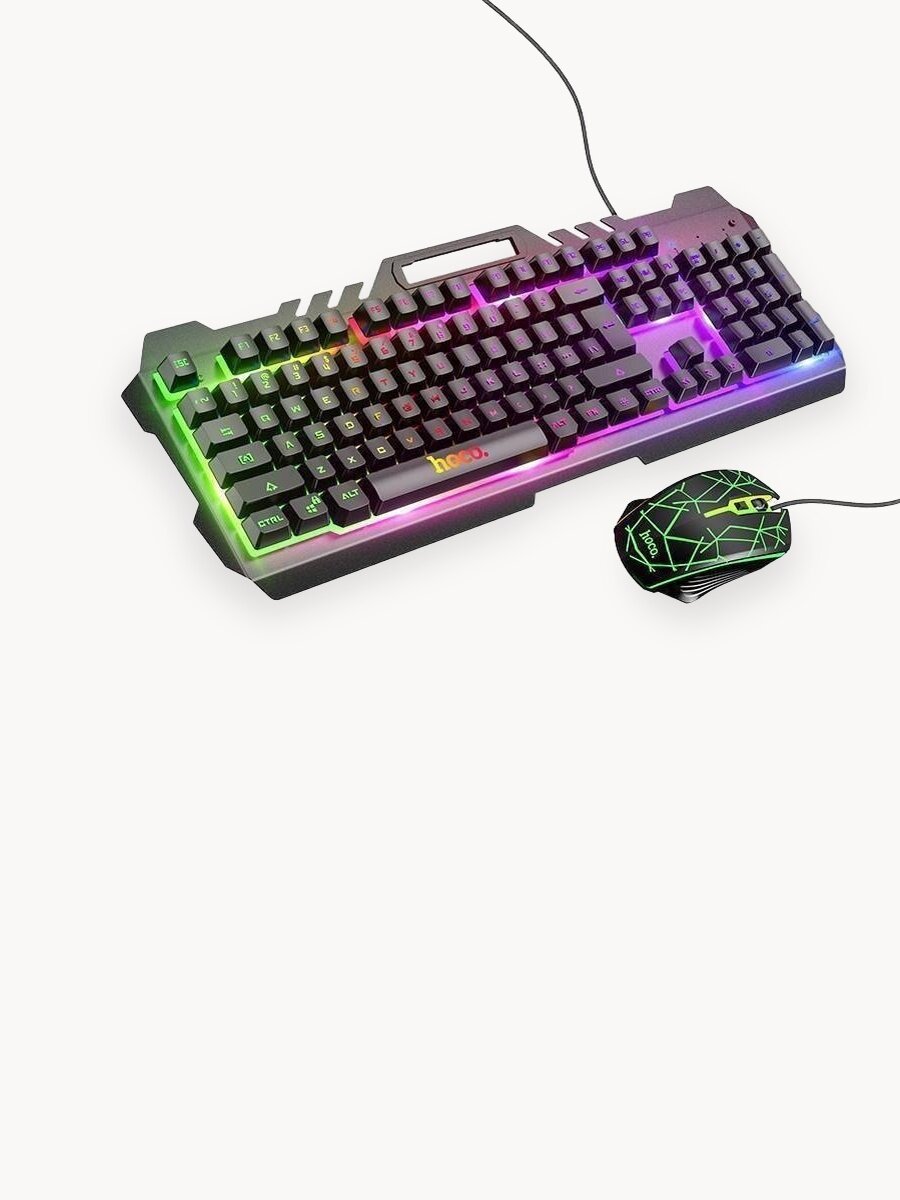 Игровая клавиатура и мышь Hoco Dl16 Gaming Illuminated 2-in-1, Русская версия, Черный
