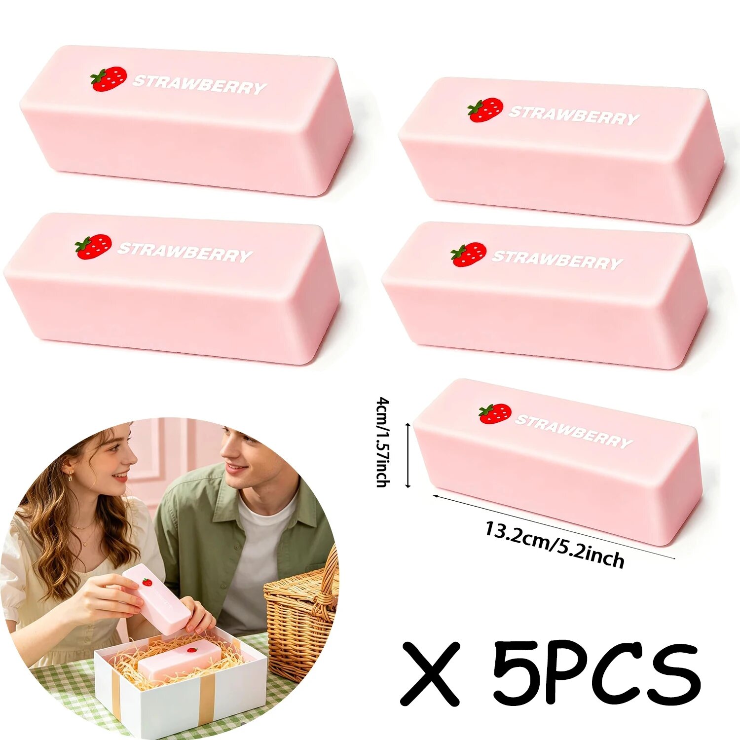 Мягкая игрушка-антистресс в форме батончика сливочного масла 5Pcs strawberry
