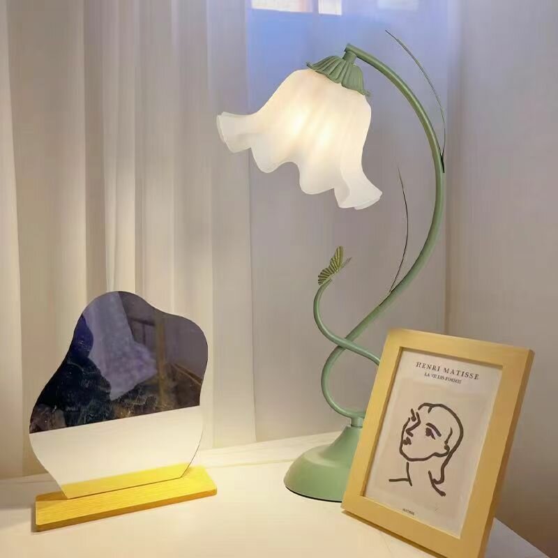 Настольная лампа Clear Lighting "Винтажная цветочная", E27, зеленый
