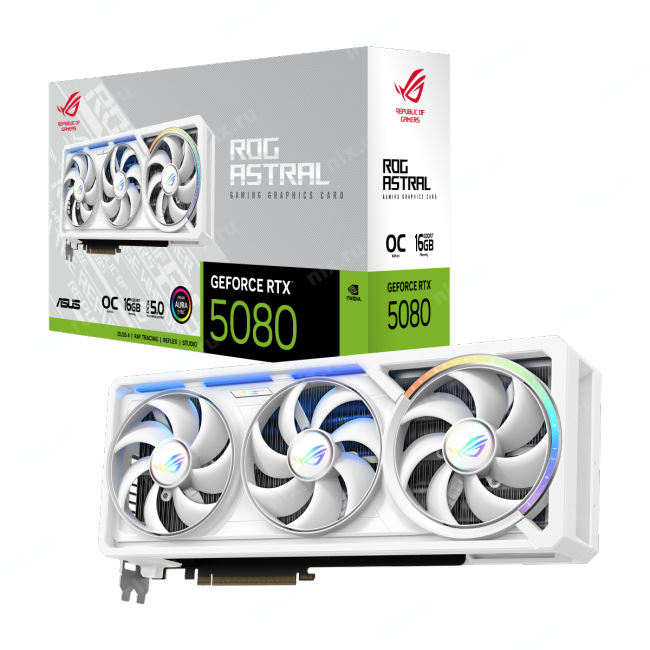 ASUS Astral ROG-ASTRAL-RTX5080-O16G-WHITE (GeForce® RTX 5080) 16 Гб, GDDR7, 256 бит, PCI Express, 3xDP,2xHDMI