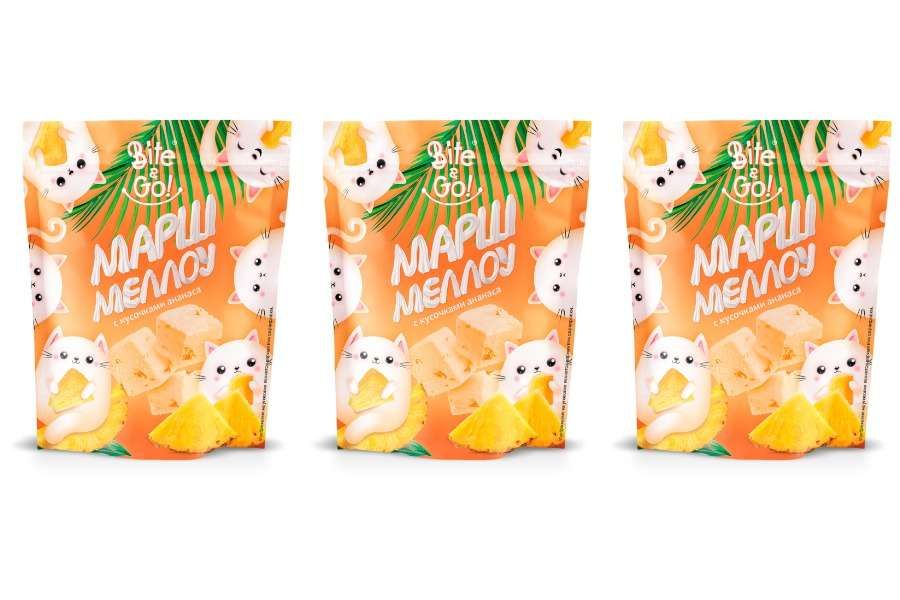 Bite&Go маршмеллоу с ананасом, 120 г,3 шт