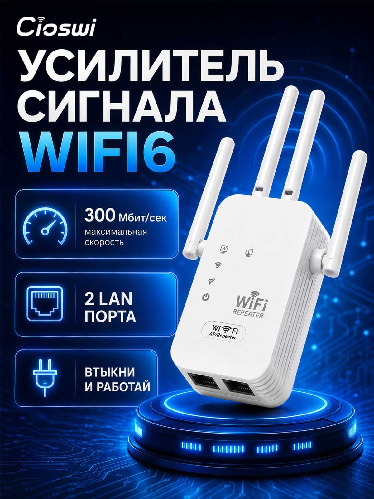 Усилитель сигнала wi-fi - Репитер WI-FI сигнала 2.4 GHz, ретранслятор с индикатором подключения для увеличения зоны покрытия вай фай для дома и дачи