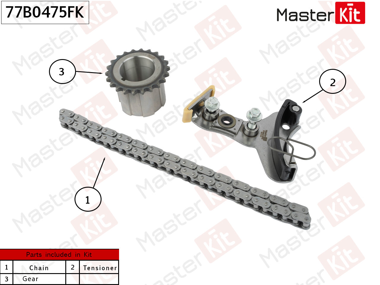 Комплект цепи ГРМ CHEVROLET L86 62л MasterKit 77B0475FK