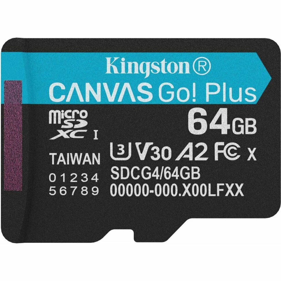 Карта памяти microSDXC Kingston SDCG4/64GBSP 64G Go Plus G4 200R V30, 2449329