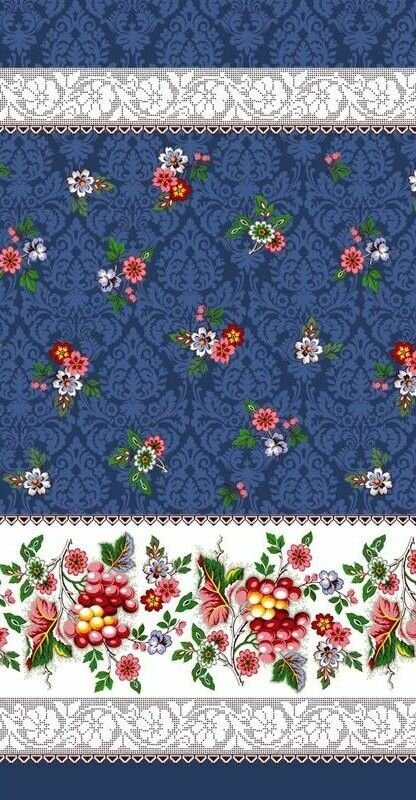 Кухонное полотенце Рогожка с петелькой для подвешивания 40*75 см "Виноградная лоза. Индиго" синее в подарок на Новый год, на День Рождения, на 8 марта из 100% хлопка