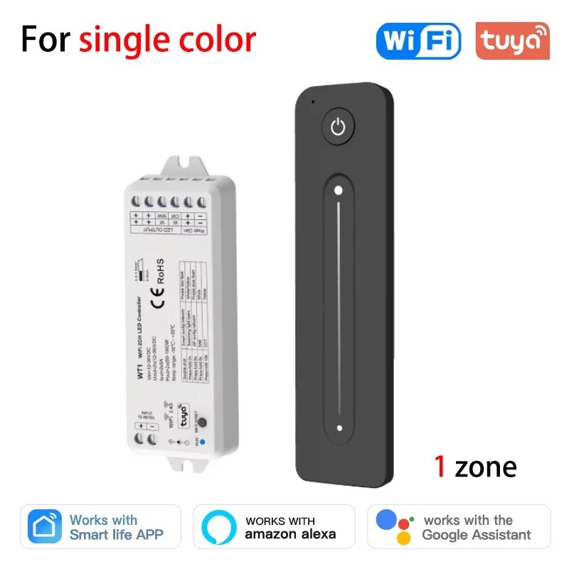Tuya WiFi контроллер для одноцветных светодиодов, 1 зона, WT1, R11