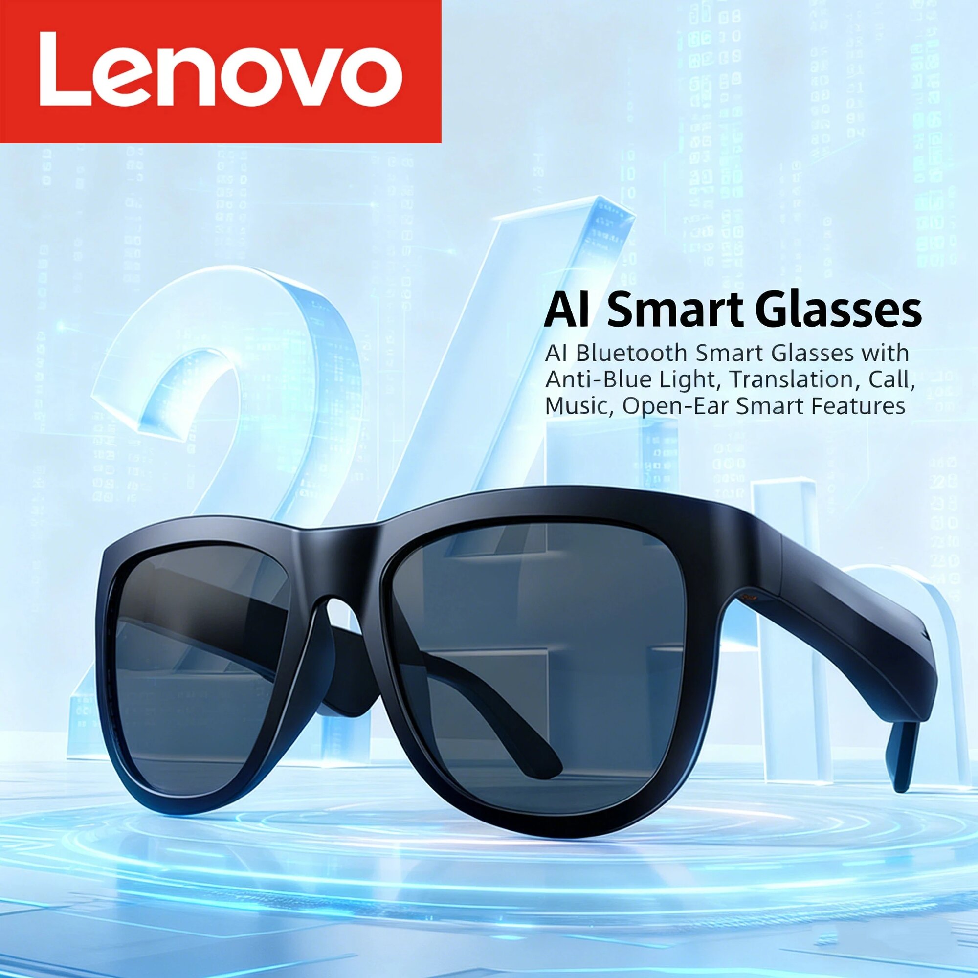 Lenovo AI Bluetooth Умные очки с переводом Black AI