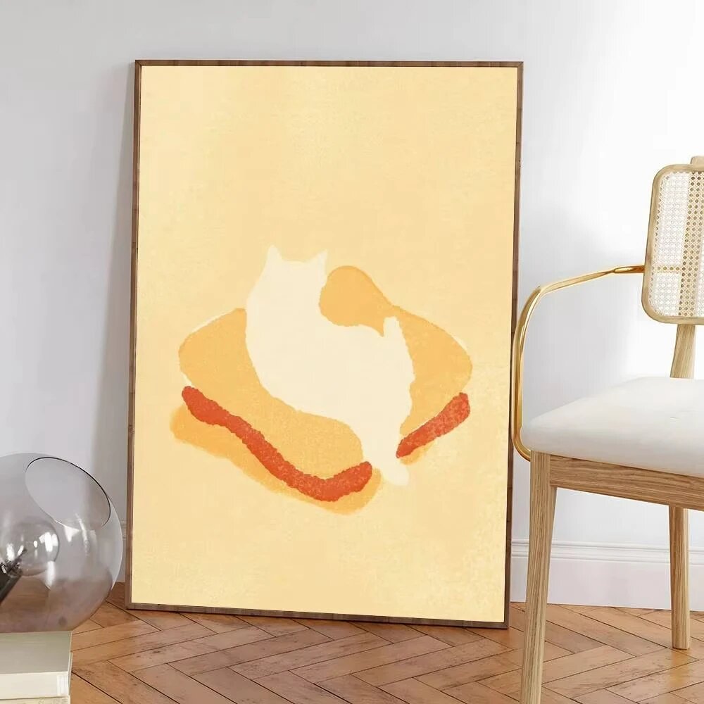 Абстрактная картина с кошкой на холсте 13, 40X60cm Unframed