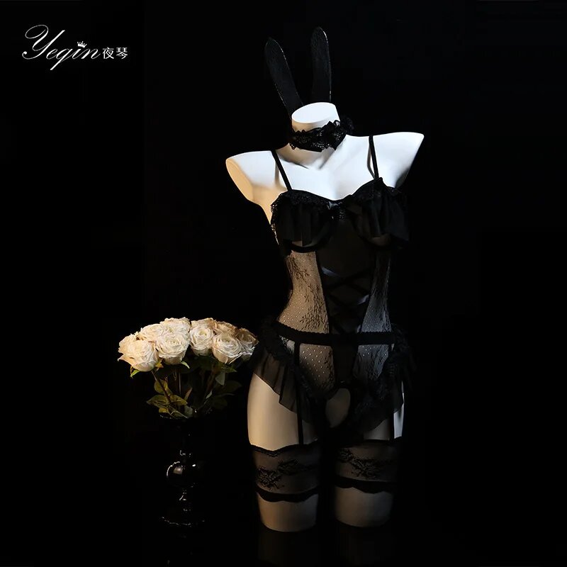 Аниме кролик девушка косплей костюм кролик перспектива униформа наряды Черный, black with stockings