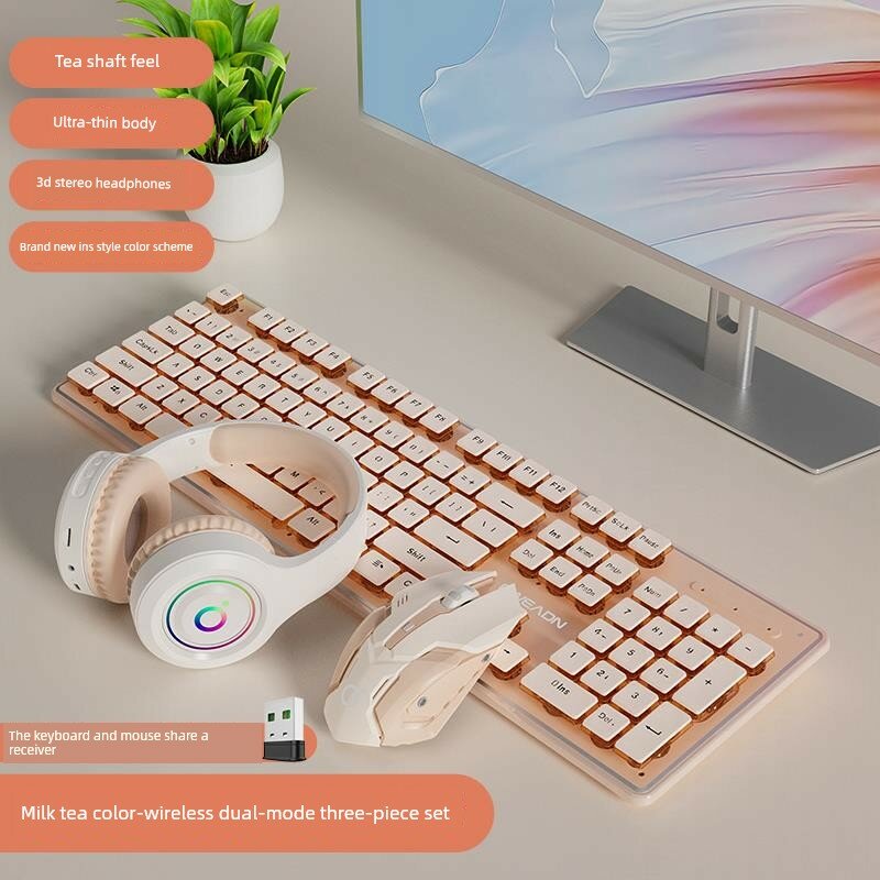 Немецкий механический комплект клавиатуры и мыши (проводной/беспроводной), бесшумный, в высококачественном ретро-стиле,