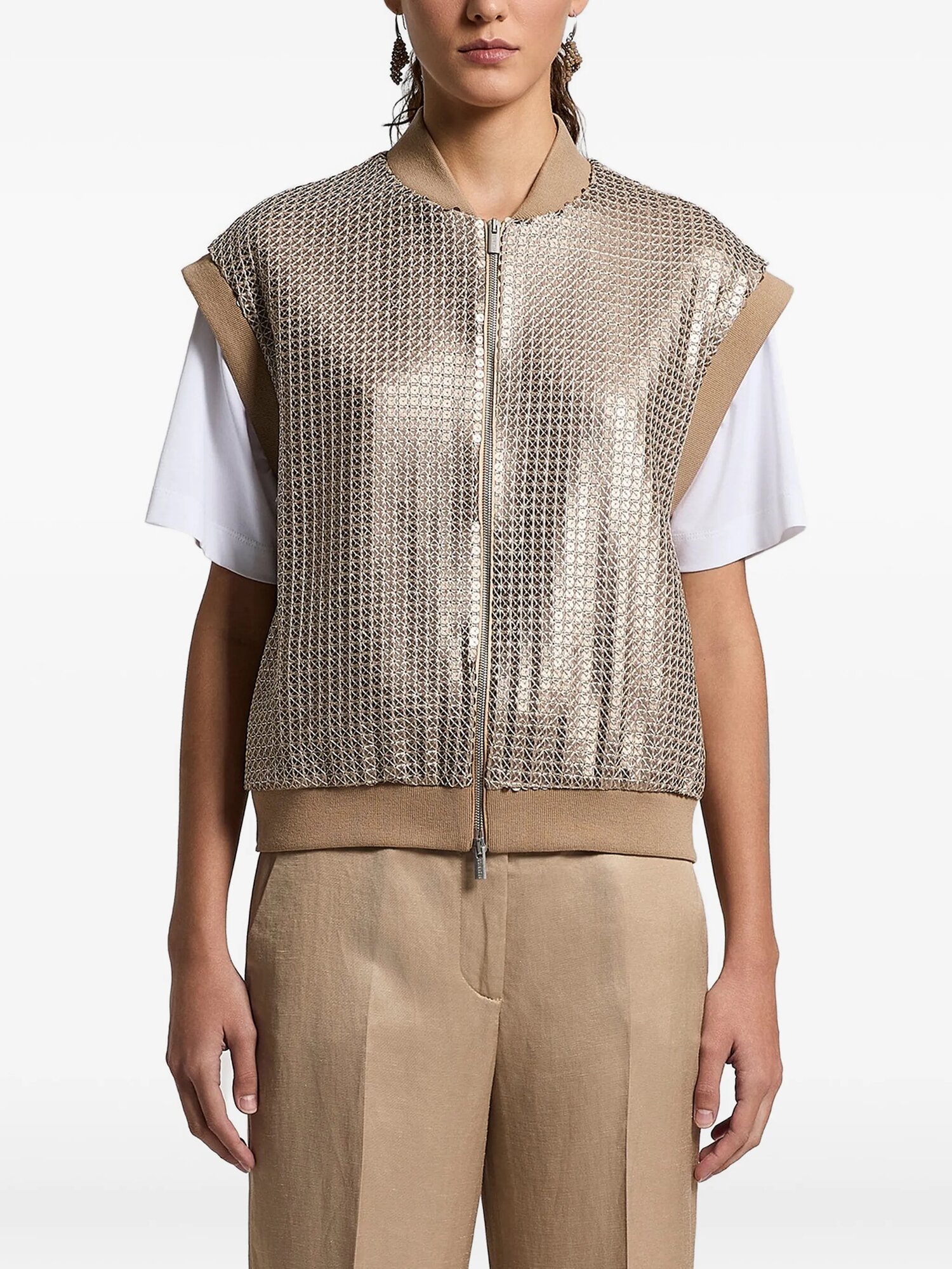 Жилет Sequin-embellishment zip-up gilet