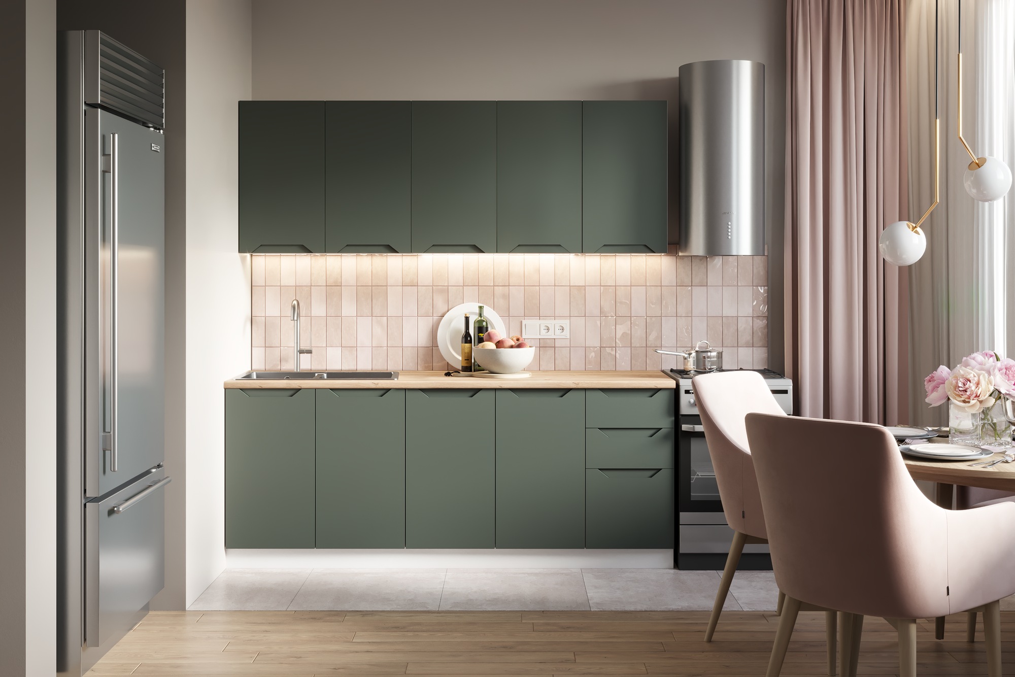 Кухонный гарнитур Хельга 2,0 м, олива софт