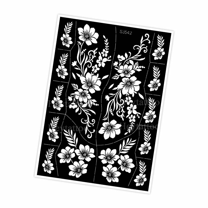 Водонепроницаемый трафарет для хны цветочный дизайн S3542