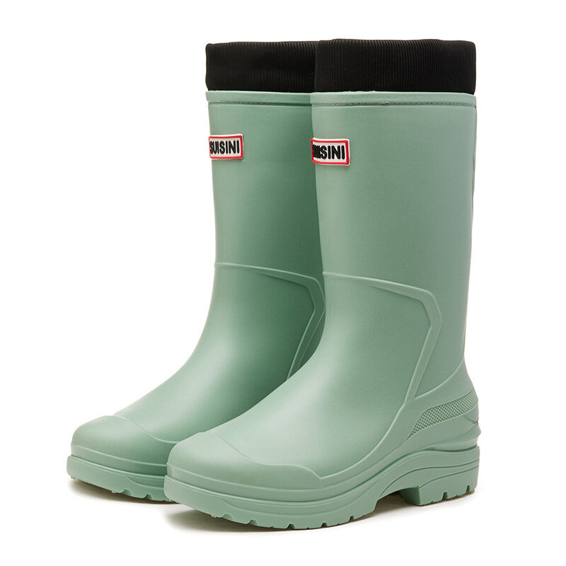Женские высокие сапоги на резиновой и флисовой подкладке, нескользящие, водонепроницаемые, высокие сапоги, сапоги для воды, резиновые сапоги для кухни, женские кухонные резиновые туфлиРазмер обуви. EU:41