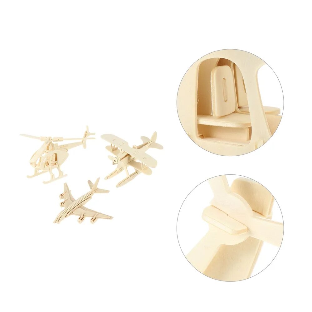Деревянные Модели Самолетов, 3D Пазлы, Развивающие Игрушки Для Детей, 1 Набор 3 Шт, Хаки