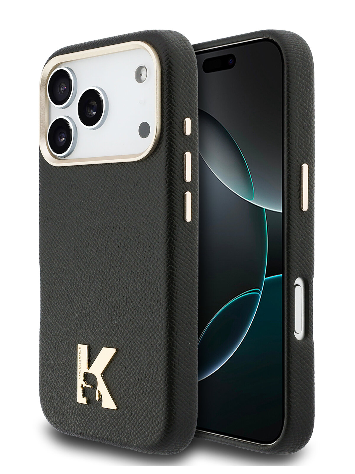 Чехол Karl Lagerfeld на iPhone 17 Pro, с магнитами MagSafe, из экокожи PU leather, черный