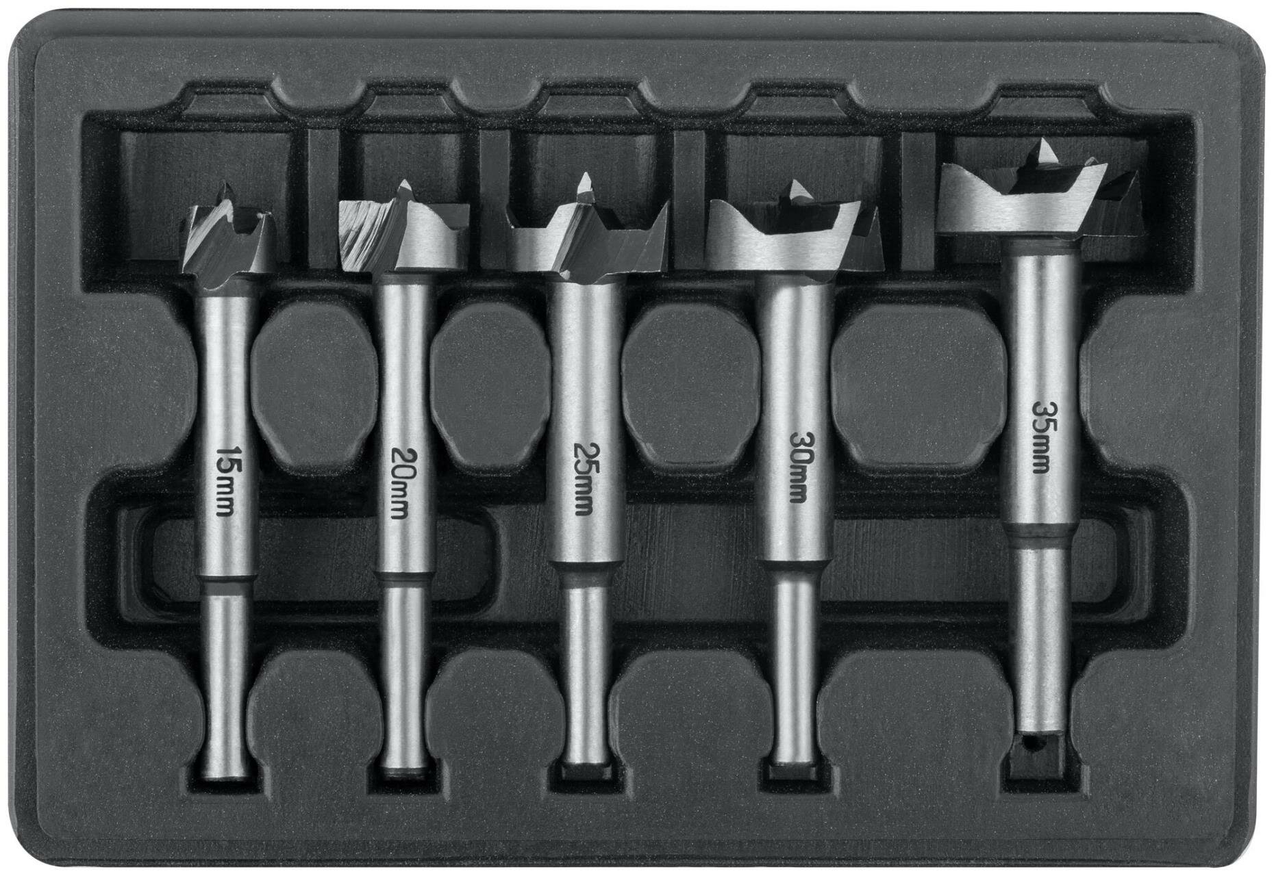 Фрезы по дереву (сверла Форстнера), усиленная 60 сталь, 5 шт, 15 20 25 30 35 мм