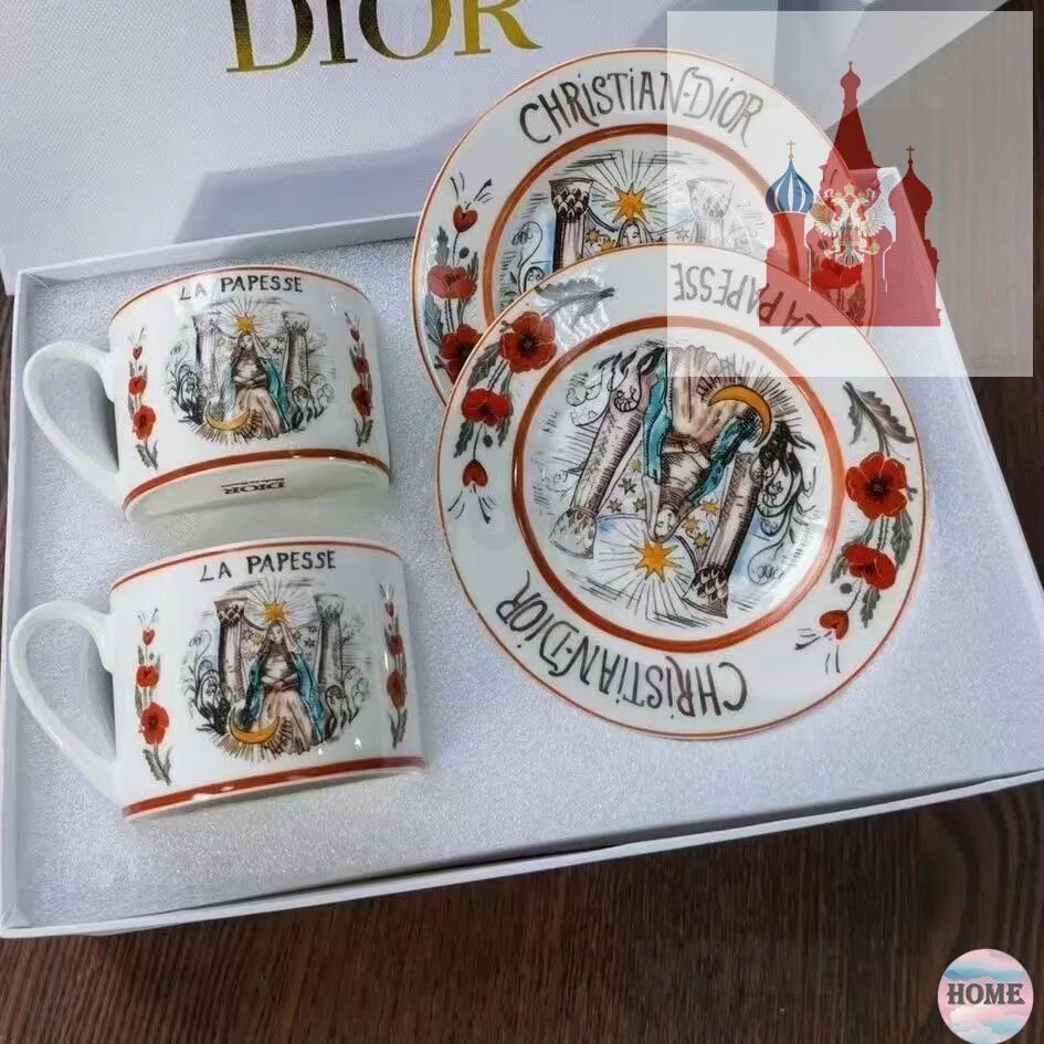 Кофейный сервиз DIOR La Papesse из костяного фарфора, 4 предмета, 250 мл, для дома и подарка