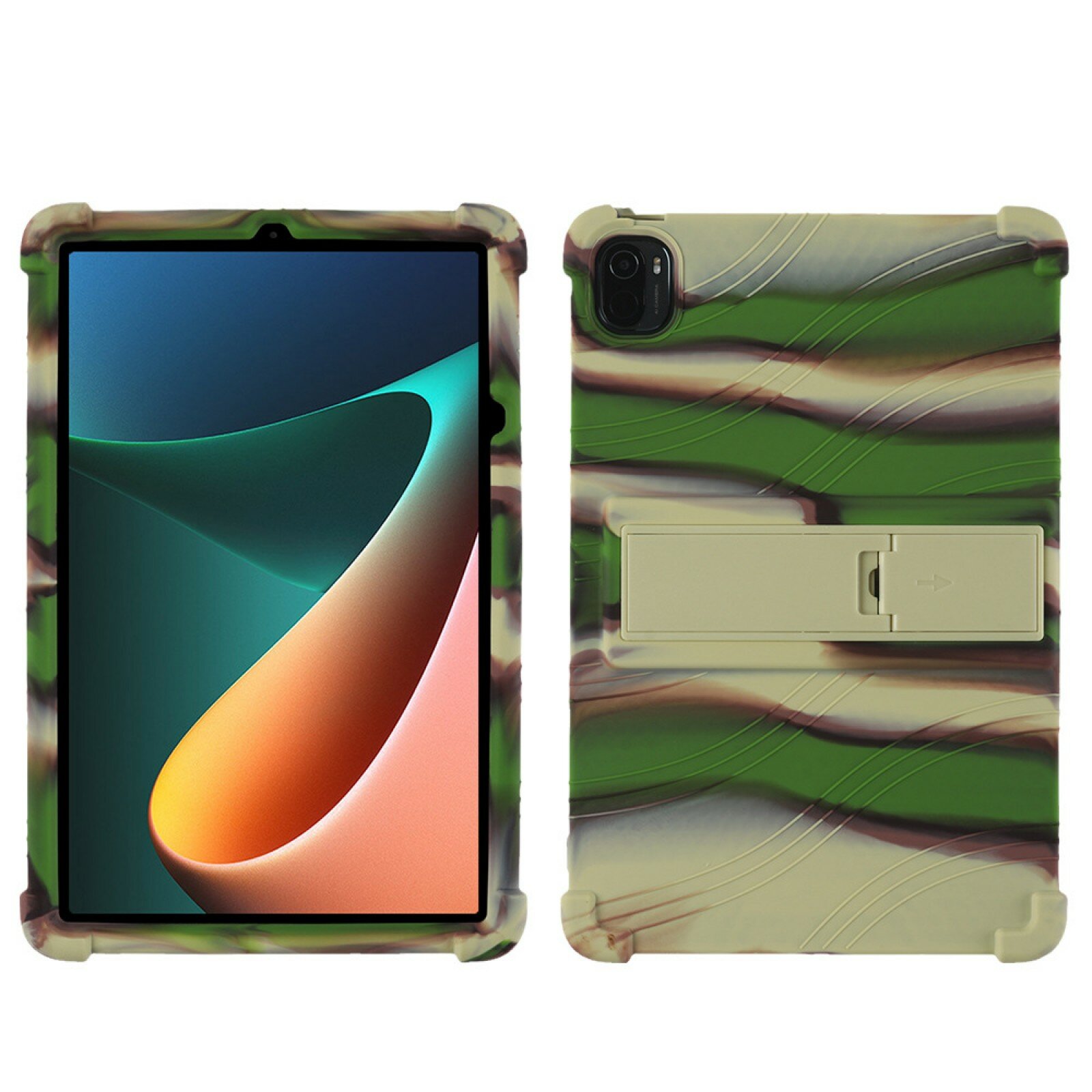 Чехол-бампер силиконовый MyPads для Xiaomi Mi Pad 5 и Mi Pad 5 Pro с камуфляжным дизайном и подставкой