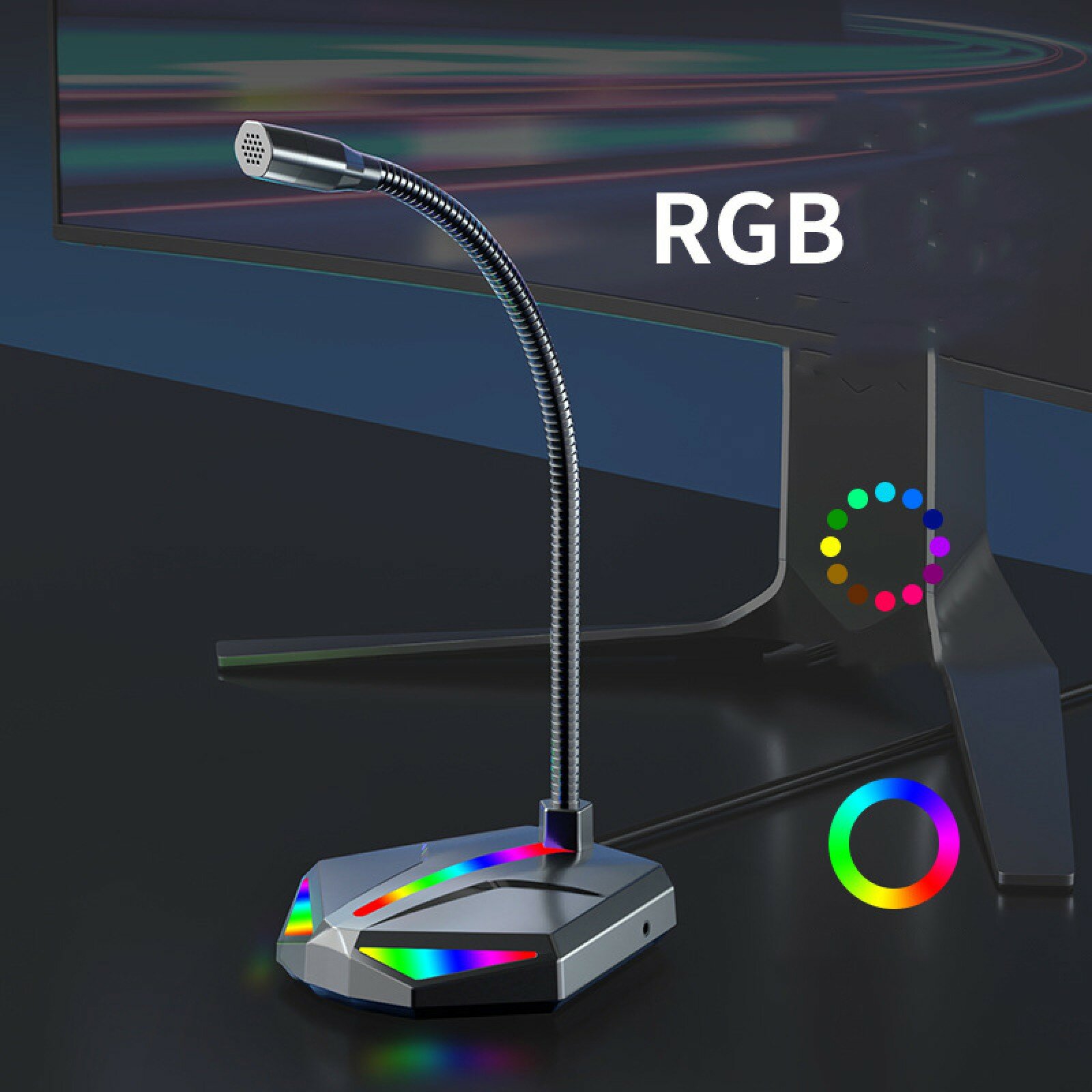 Проводной микрофон MyPads H1 с шумоподавлением и RGB подсветкой для компьютера