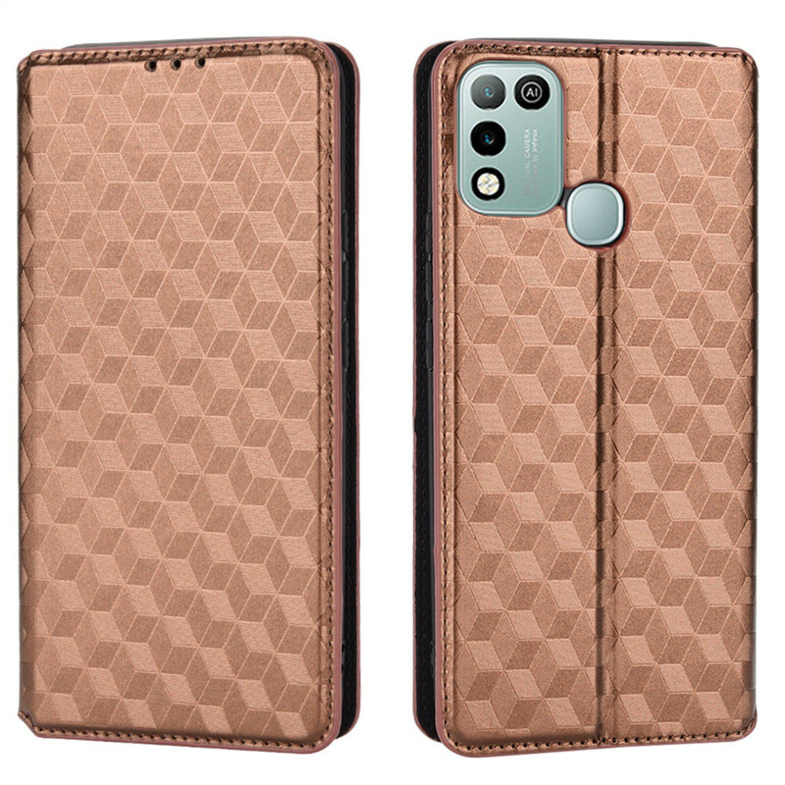 Чехол-книжка MyPads для Infinix Hot 11 Play из натуральной мраморной кожи буйвола с 3D узором и магнитной крышкой