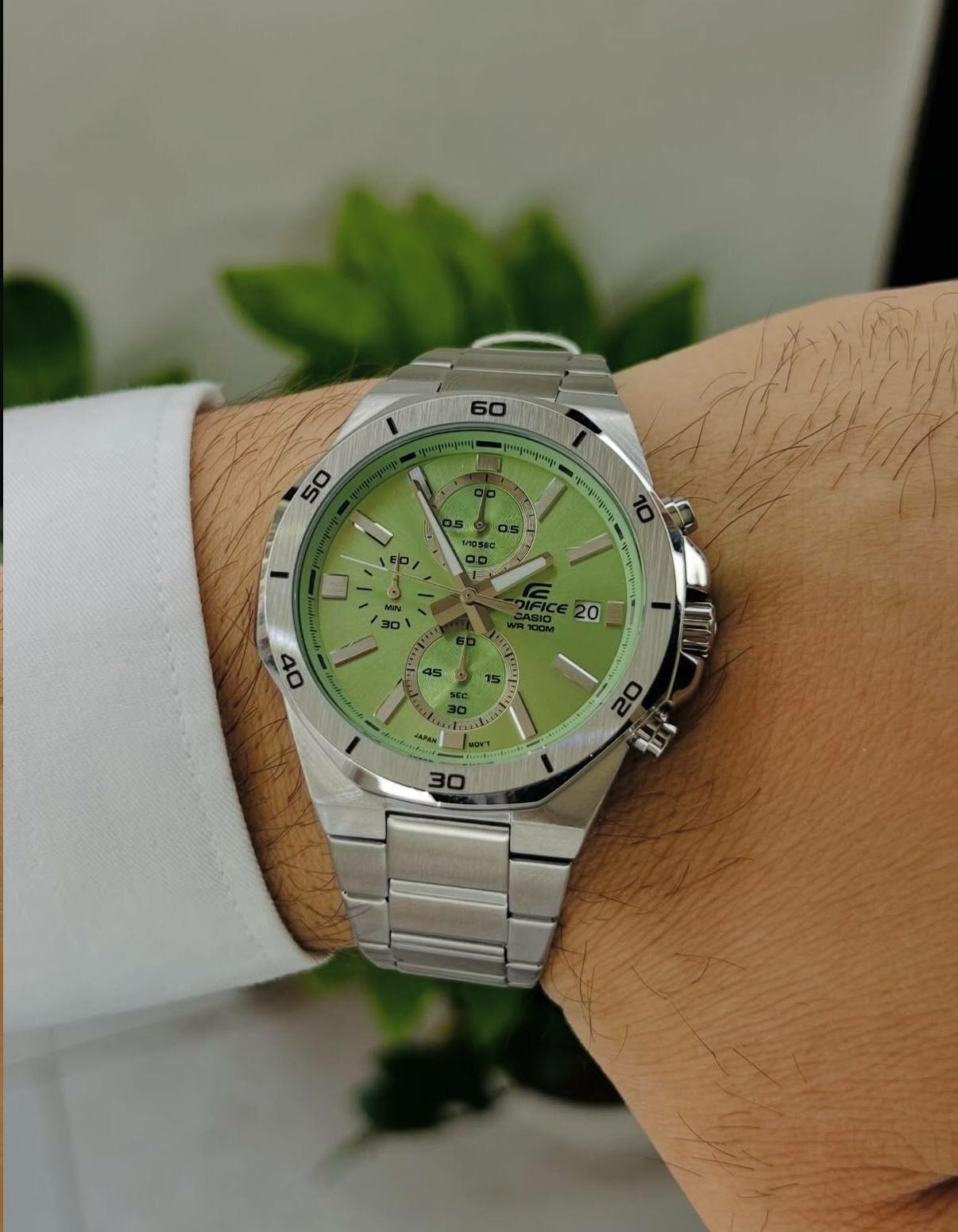 Наручные часы CASIO, серебряный, зеленый — фото 1