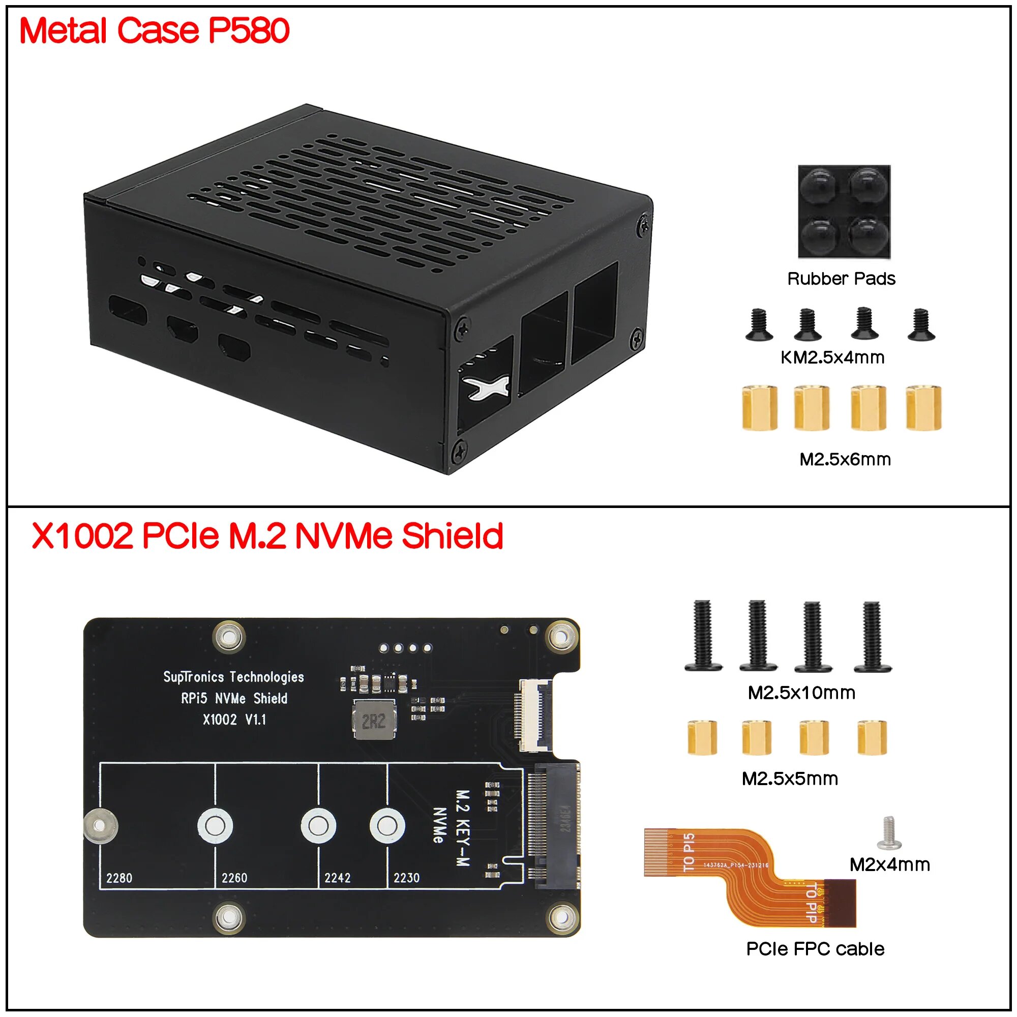 Geekworm Metal Case P580 + X1002 PCIe Shield