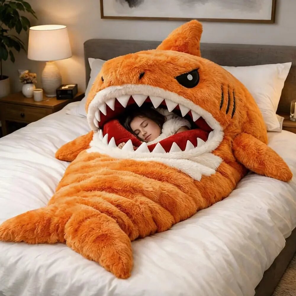 Спальный мешок в виде акулы, 190 см, мягкий и уютный для сна, для детей и взрослых