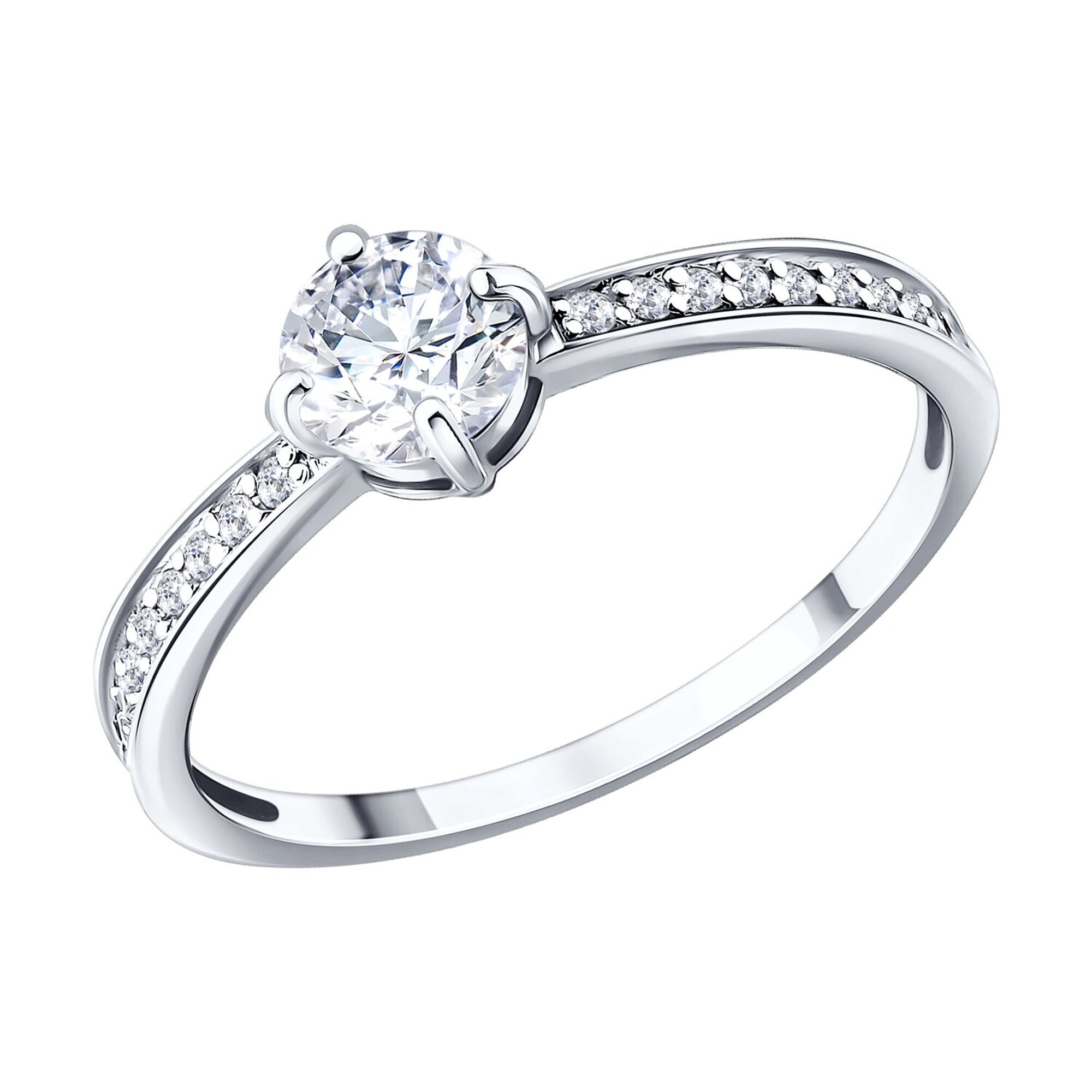 Кольцо, белое золото, 585 проба, фианит