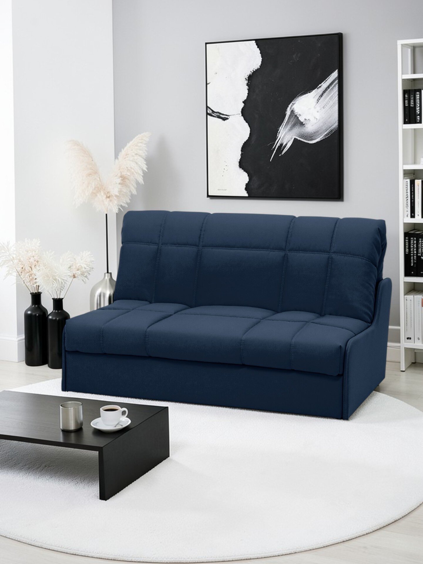 Диван Виа 8 Лайт Velutto 54 NEW 151x105x88 см, синий Велютто, аккордеон GOODFORM