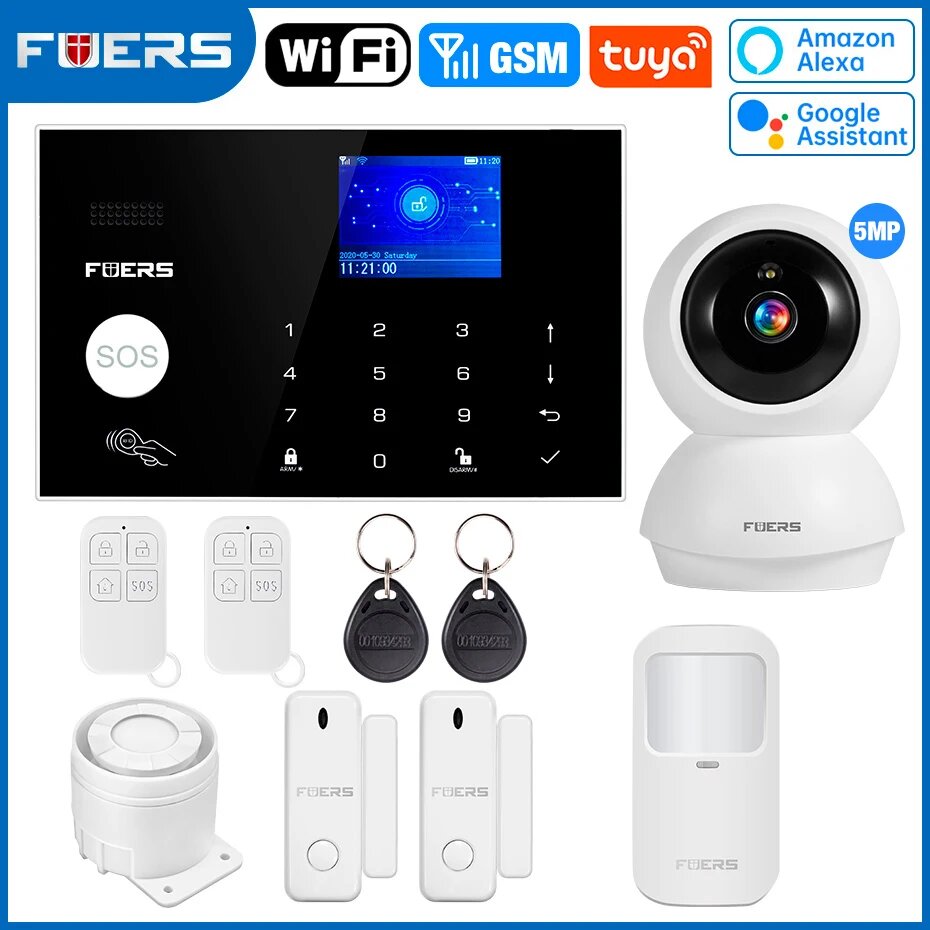 FUERS Tuya Smart WIFI GSM сигнализация Европейская вилка (EU Plug), G30 GSM Alarm Kit 3