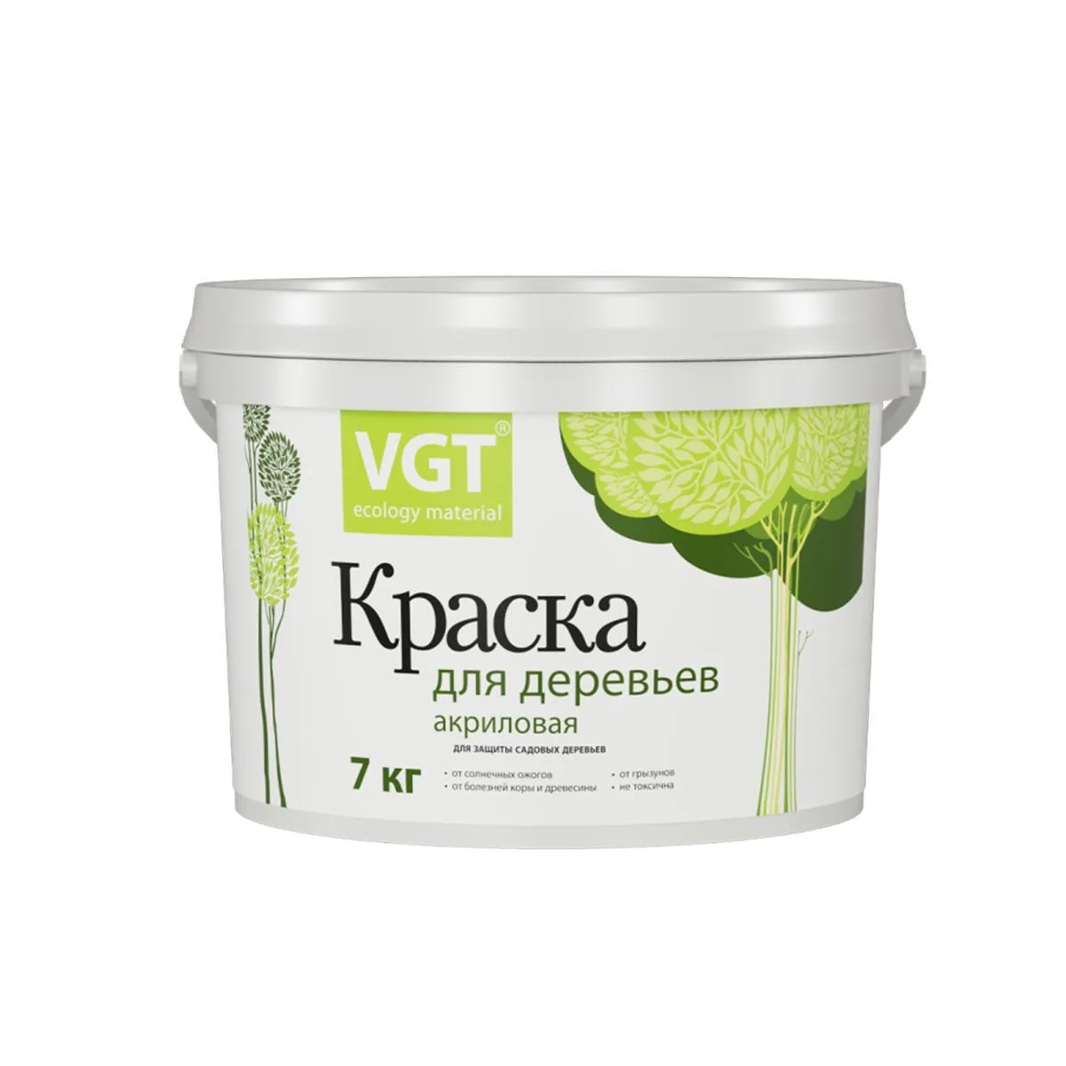 Краска, побелка для садовых деревьев, акриловая, от ожогов и болезней, грызунов и насекомых 7л