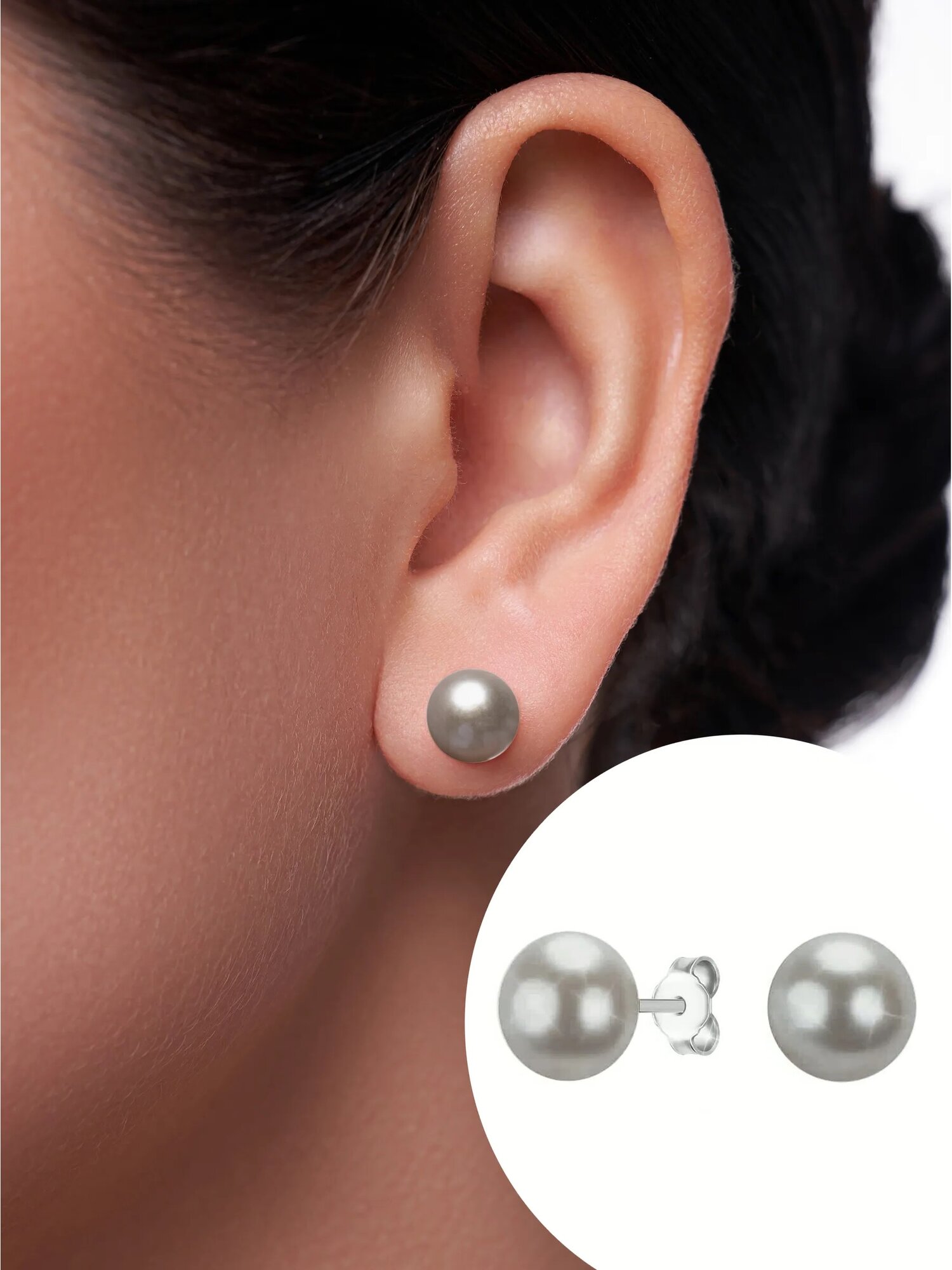 Серьги пусеты, серебро, 925 проба, родирование, жемчуг культивированный