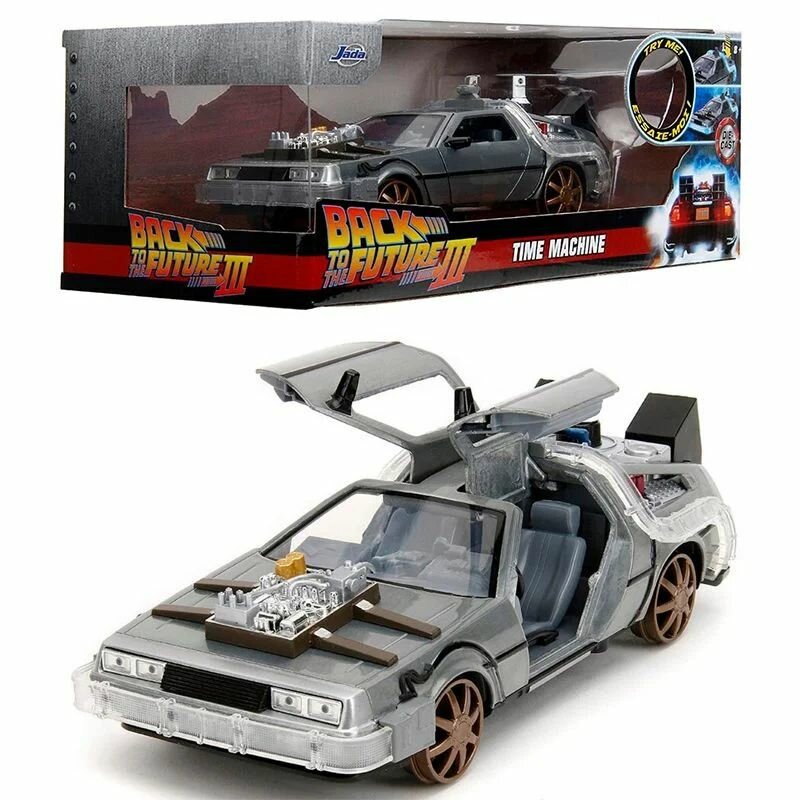 Машинка Jada Toys DeLorean Time Machine with Lights, Back to the Future III, 1/24 Scale Model Car
