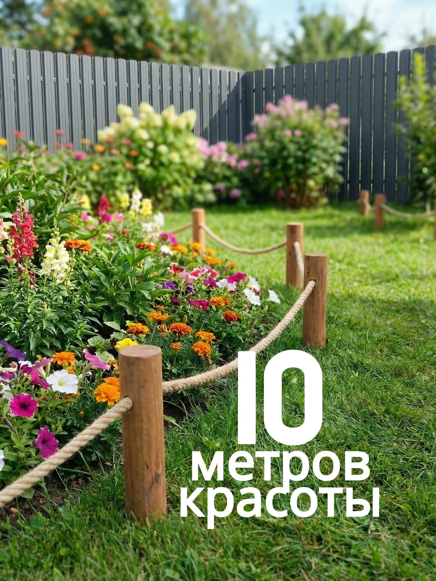 Заборчик садовый деревянный 10 метров, ограждение для клумбы, бордюр декоративный
