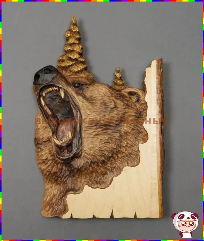 Деревянная настенная скульптура головы волка, стильный элемент декора для интерьера