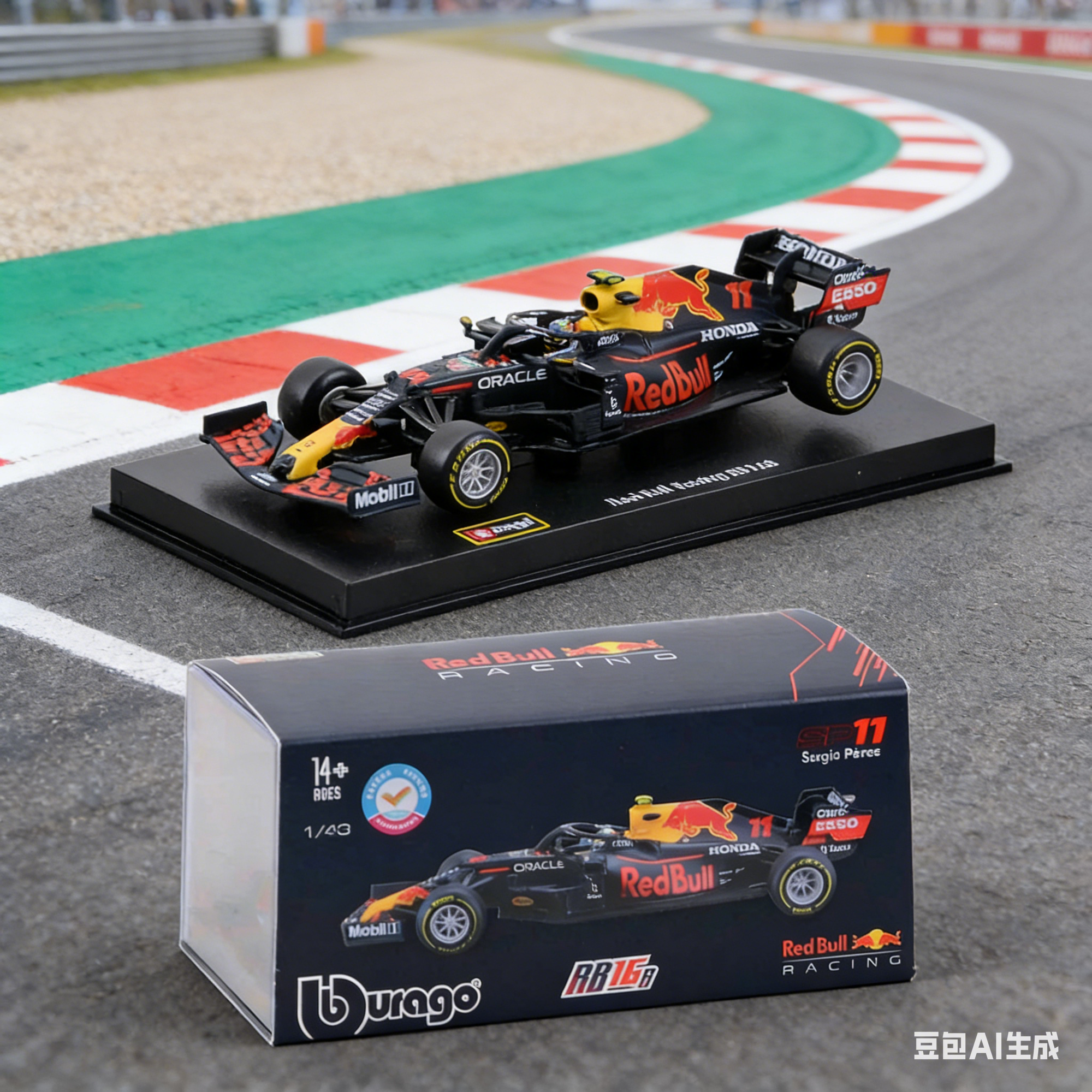 Коллекционная модель F1 Red Bull RB16B 2021 Bburago 1:43, акриловая прозрачная коробка