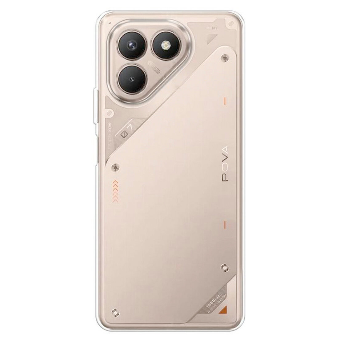 Чехол силиконовый для TECNO Pova 7 (4G), с защитой камеры, X-CASE, прозрачный