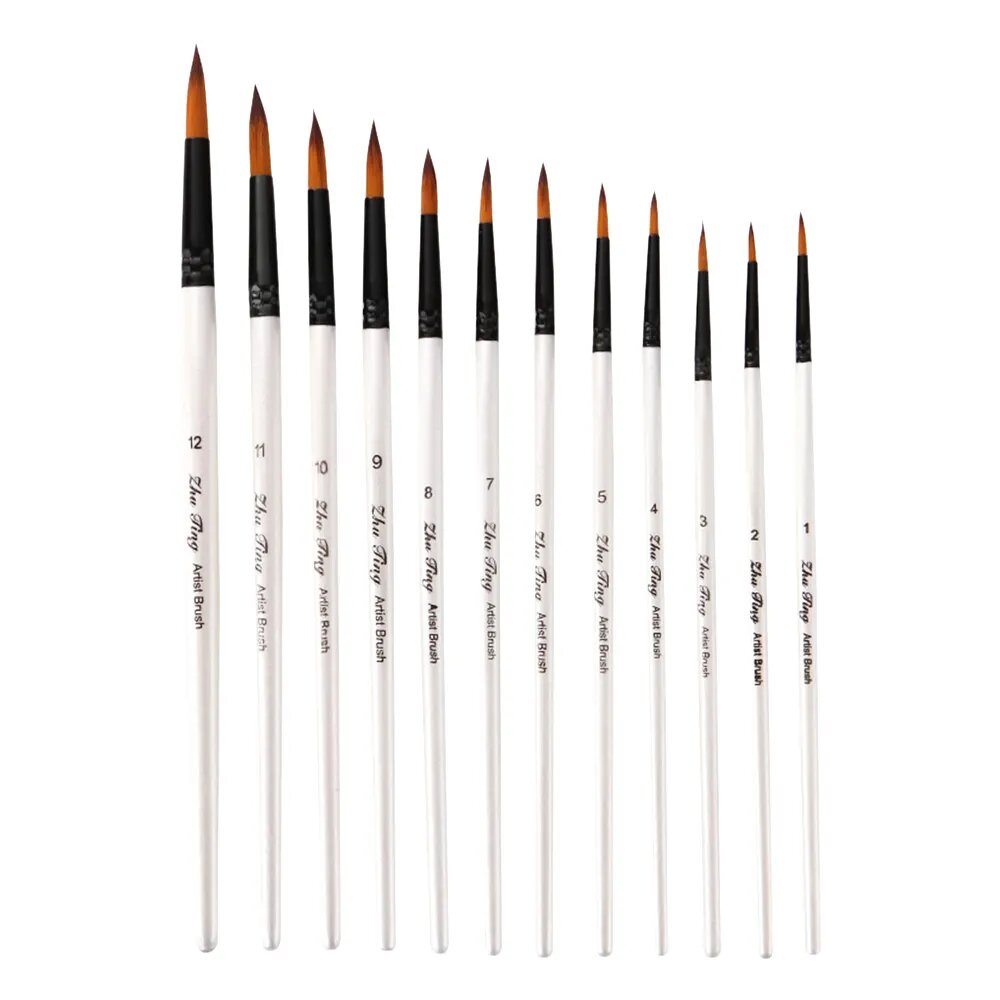 Кисть для рисования Zhu Ting Artist Brush набор кистей для акрила, круглая форма, колонок, деревянная ручка, №12