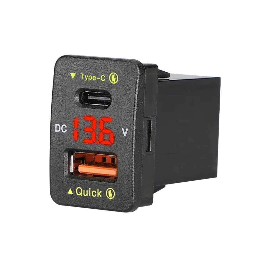 Цифровой вольтметр, автомобильное зарядное устройство, USB-порт, двойной ABS, 12 В-24 В Red light