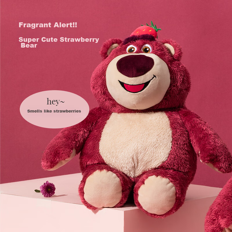 MINISO Official Strawberry Bear Disney Plush Toy, Stuffed Animal Doll, Gift for Girlfriend, 38cm, Women's Day Gift, Birthday Present