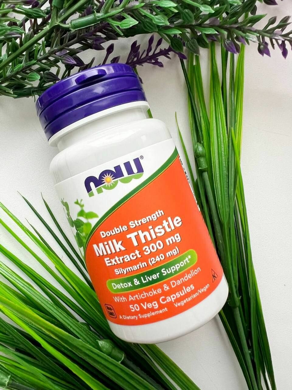Экстракт расторопши, Силимарин, Now Foods, Double Strength Milk Thistle Extract 300 мг, 50 капсул