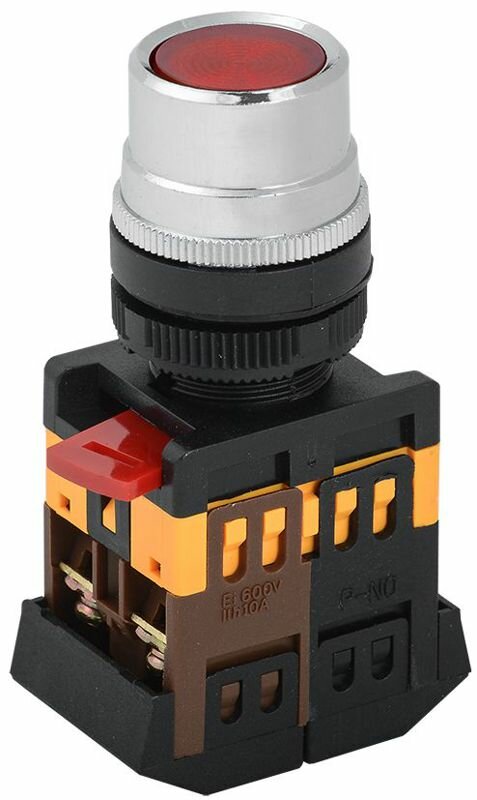 Кнопка ABLF-22 d22мм 1НО+1НЗ 240В неон красн. GENERICA BBT10-ABLF-K04