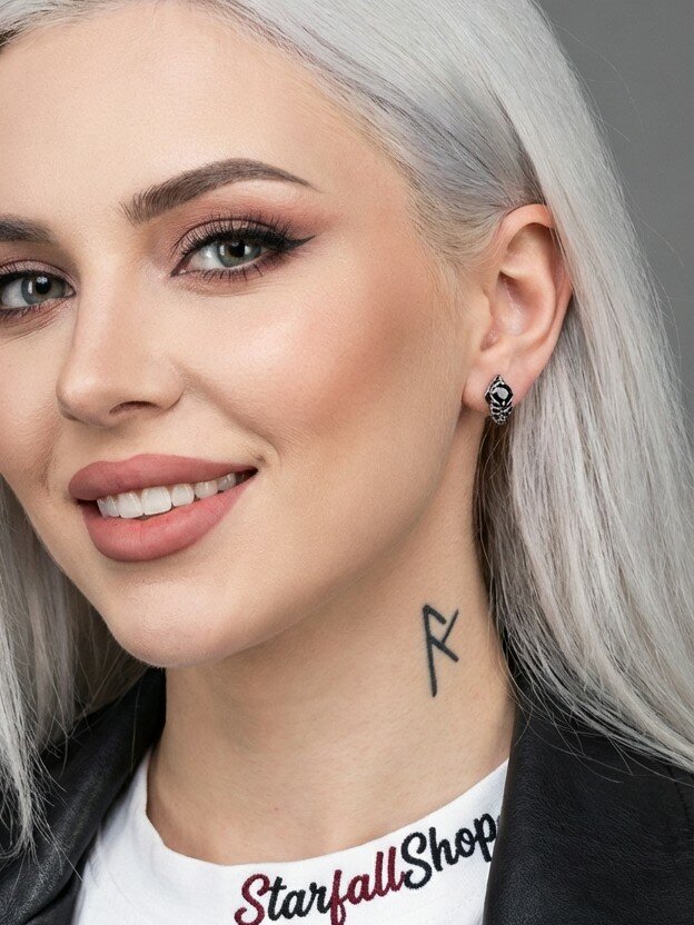 Серьги пусеты, славянский оберег, фианит