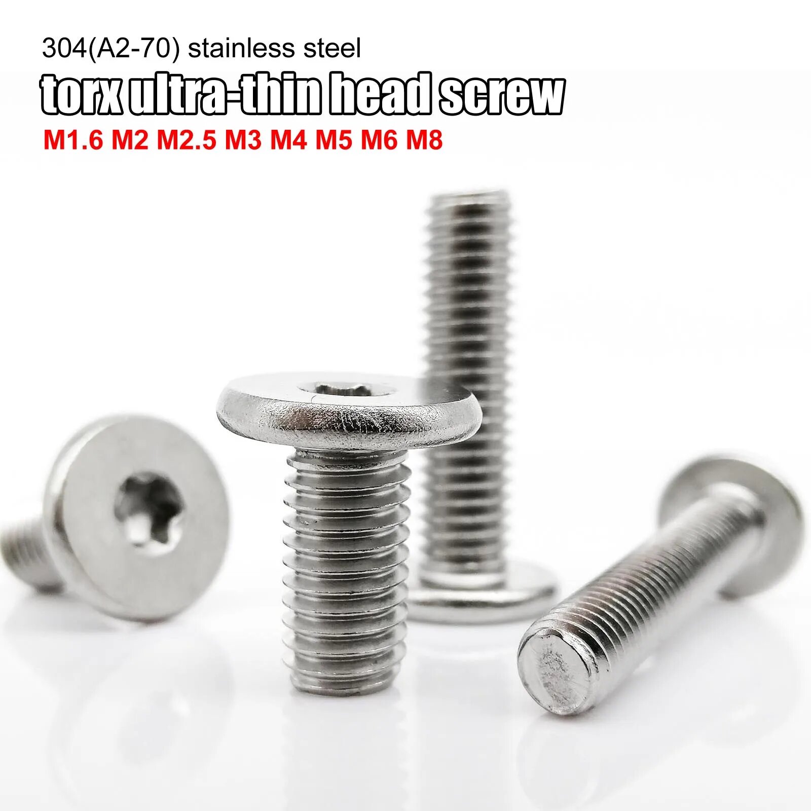 5/10/50X CM M1.6 M2 M2.5 M3 M4 M5 M6 M8 304 A2 Шестилопастной винт Torx из нержавеющей стали с плоской вафельной головкой, длина болта = 2-50 мм